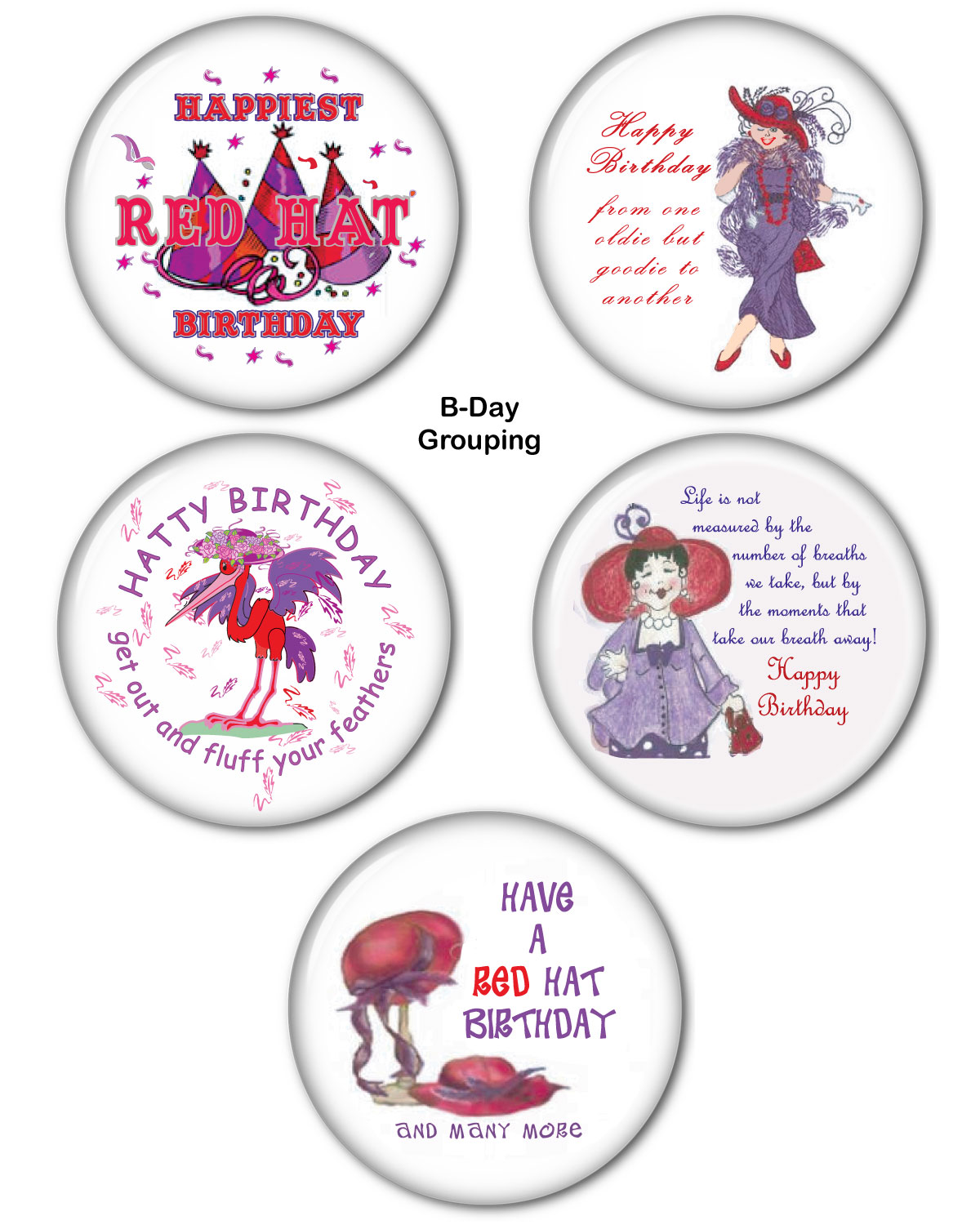Red Hat Button set Birthday Group 1