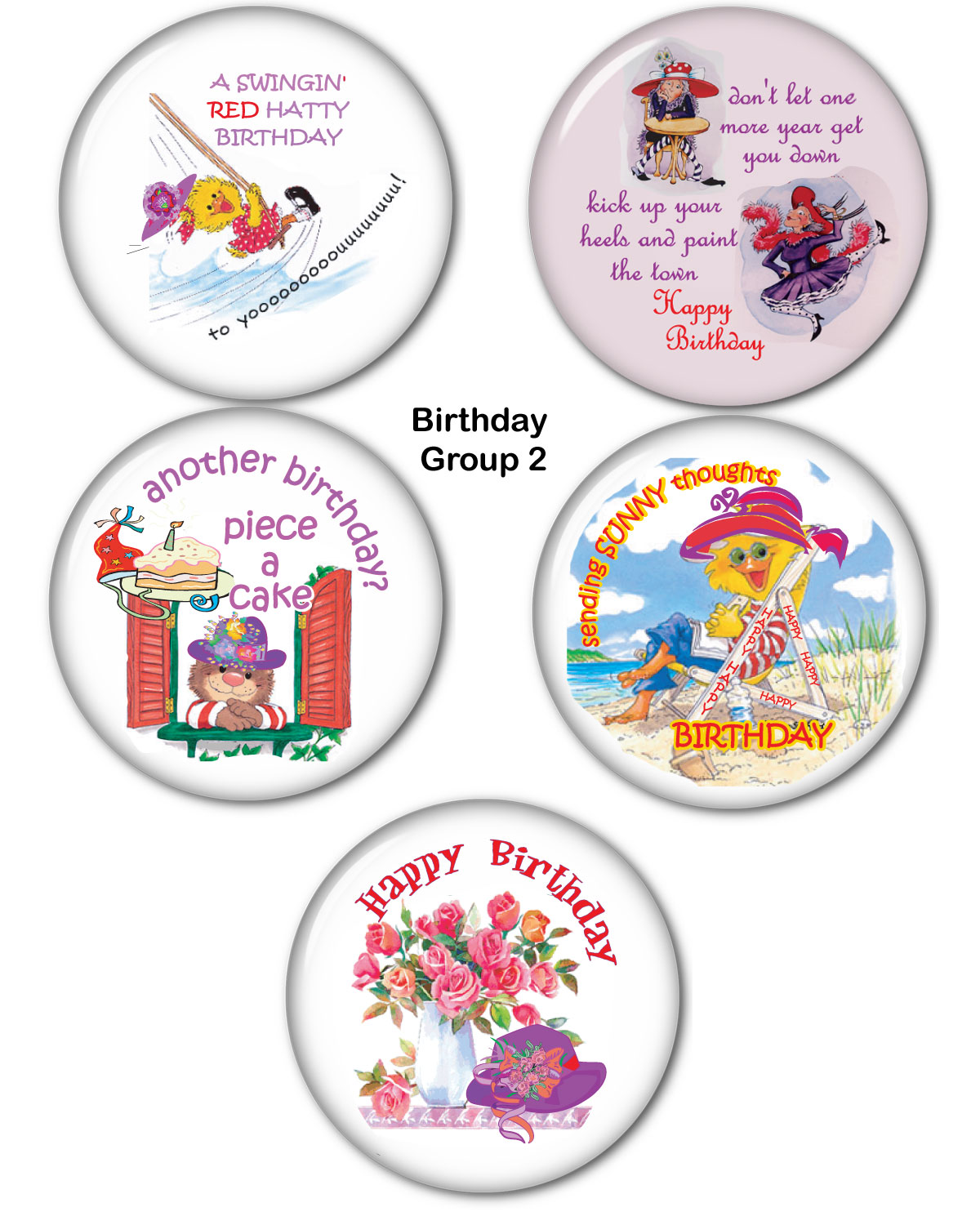 Red Hat Button set Birthday Group 2